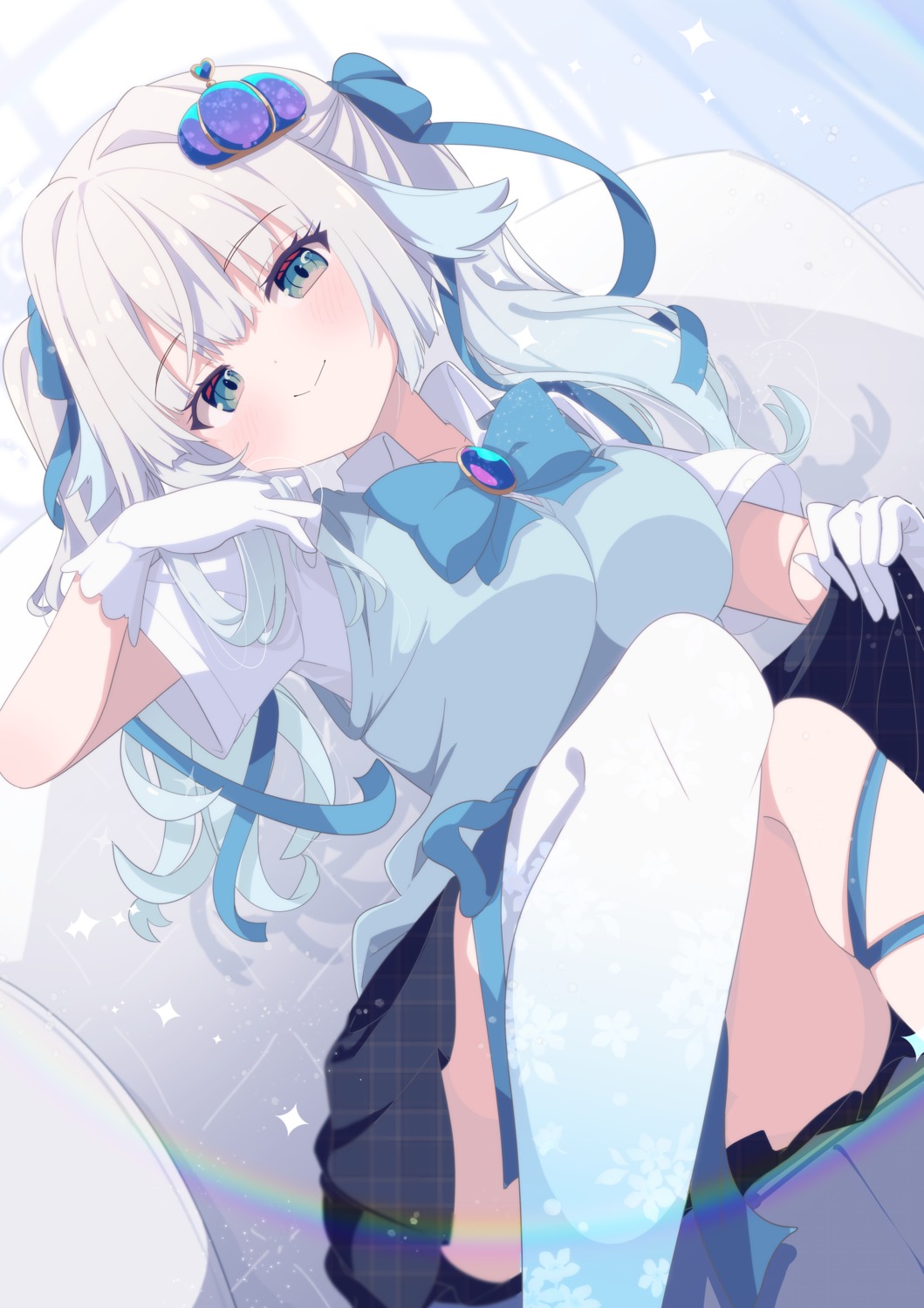 majima indie virtual youtuber amai ramune seifuku skirt lift thighhighs | #1216117 | yande.re